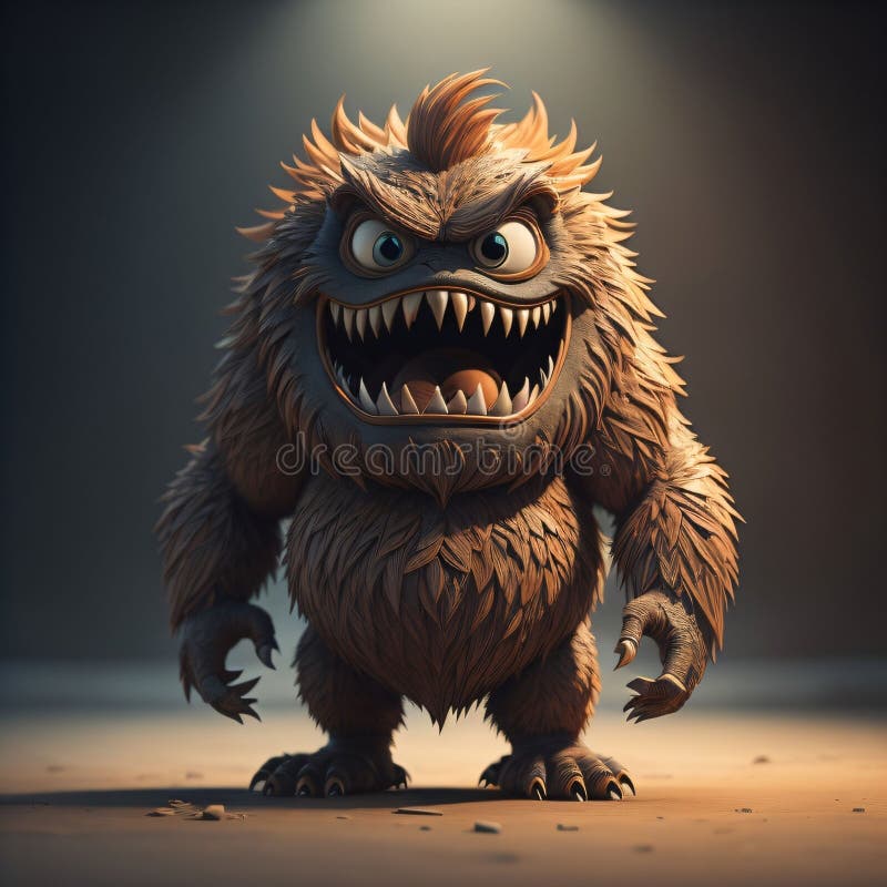 Angry Monster Standing To Observe the Atmosphere with Big Sharp Teeth ...