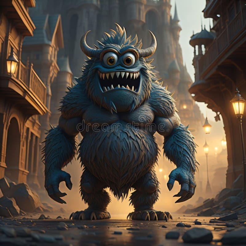 Angry Monster Standing To Observe the Atmosphere with Big Sharp Teeth ...