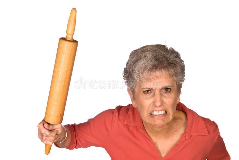 Angry Mother And Rolling Pin Stock Image - Image: 8675229