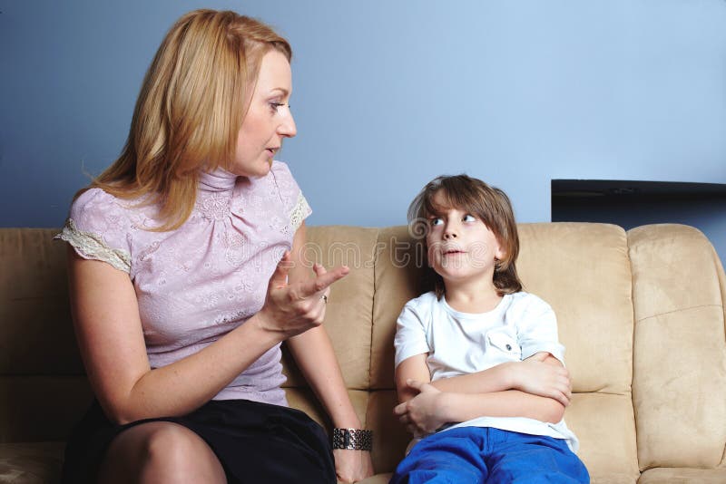 Angry Mother Talks To Her Son Stock Image Image Of Ignoring Life