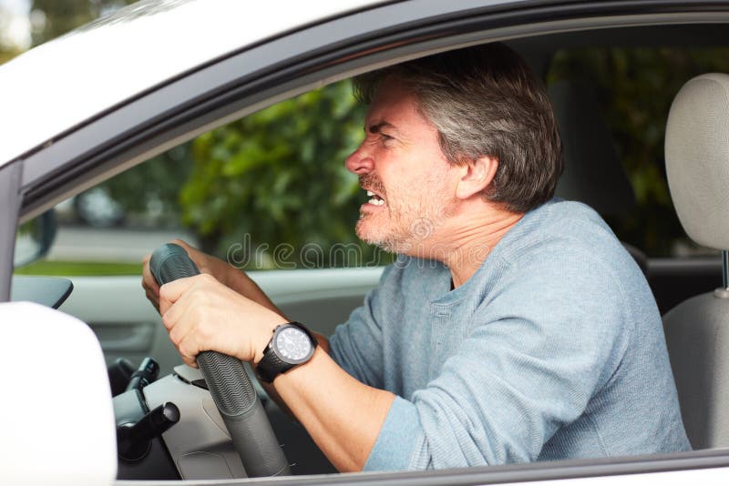 Angry man driving a car stock image. Image of shout, stress - 48730373