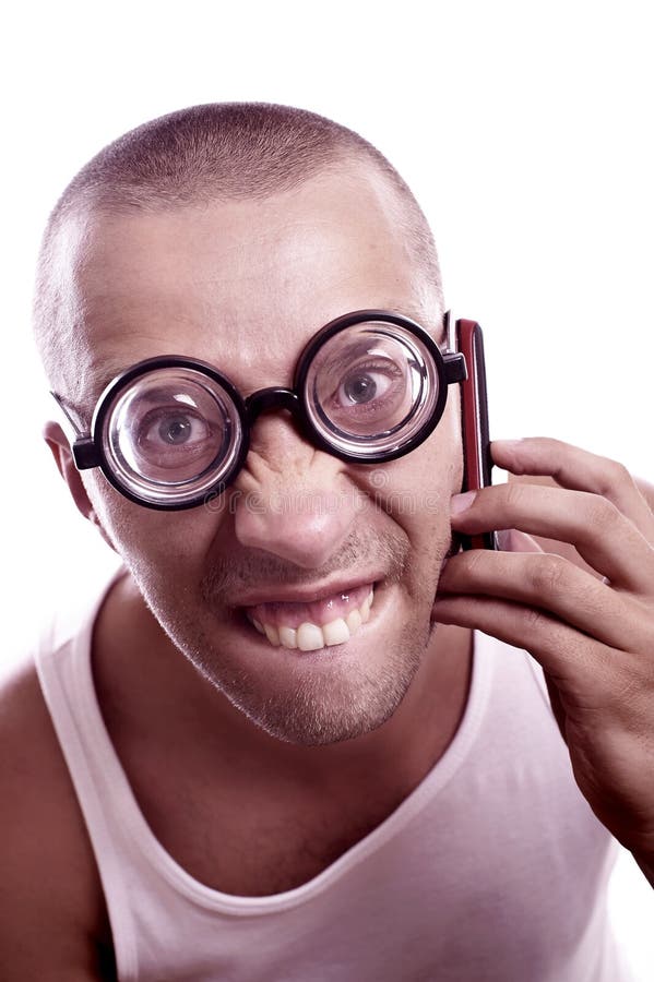 Angry Nerd at a Desk Looking at Viewer Stock Image - Image of male ...