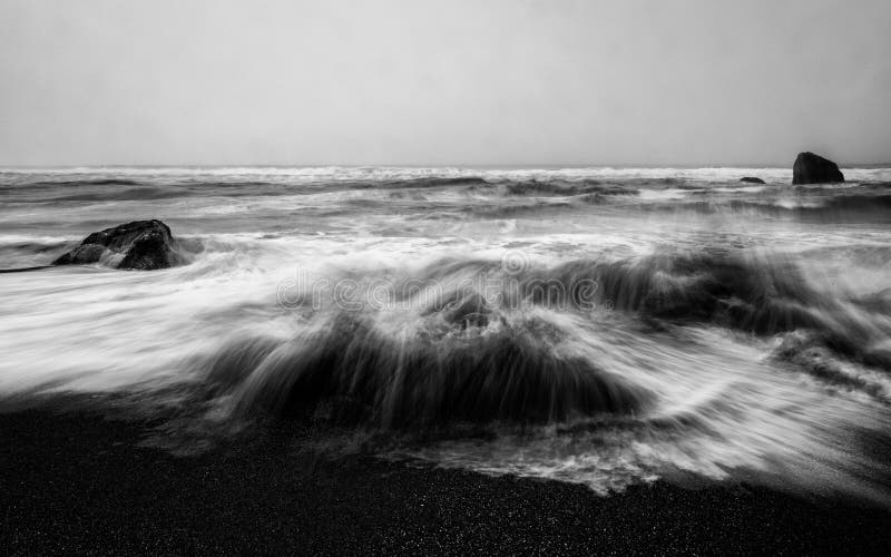 Angry Ocean Waves Breaking on a Empty Sand Beach. Kohe O Awa Beach ...