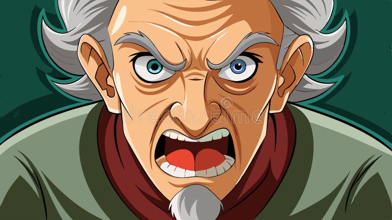 Angry Old Man Face stock vector. Illustration of head - 343595857