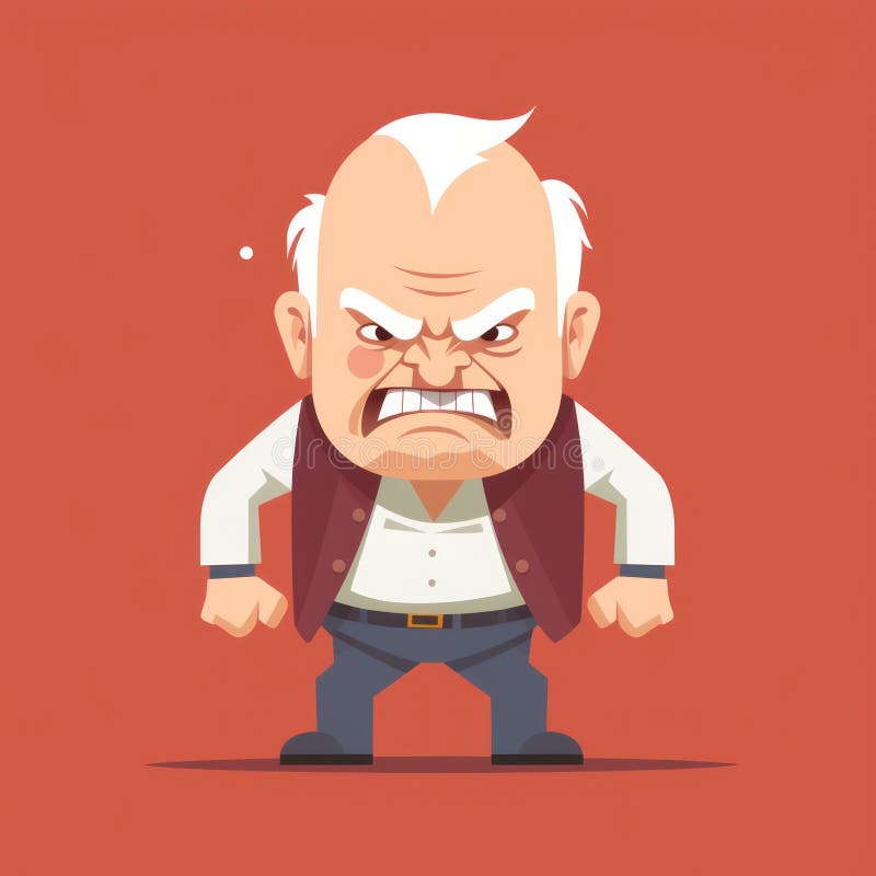 Angry Old Man - Flat Minimalistic Animation AI Generated Stock ...