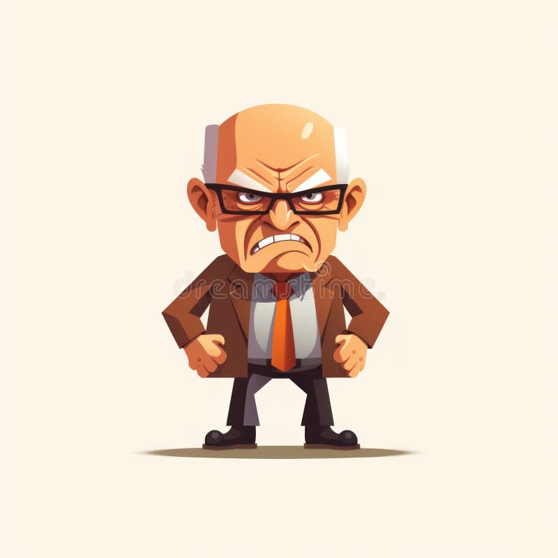 Angry Old Man - Flat Minimalistic Animation AI Generated Stock ...