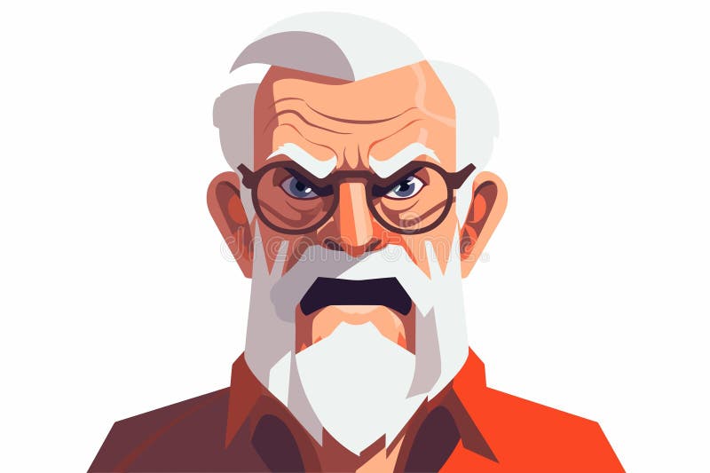 Angry Old Man Isolated Vector Style Illustration Stock Vector ...