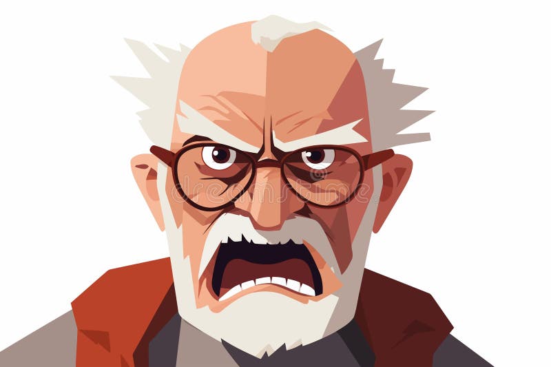 Angry Old Man Isolated Vector Style Illustration Stock Vector ...