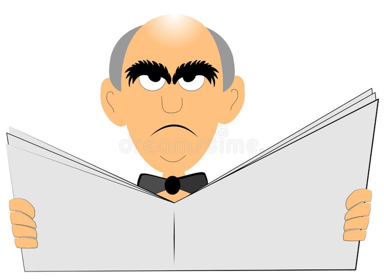 Angry Old Man Reading the Newspaper Stock Illustration - Illustration ...