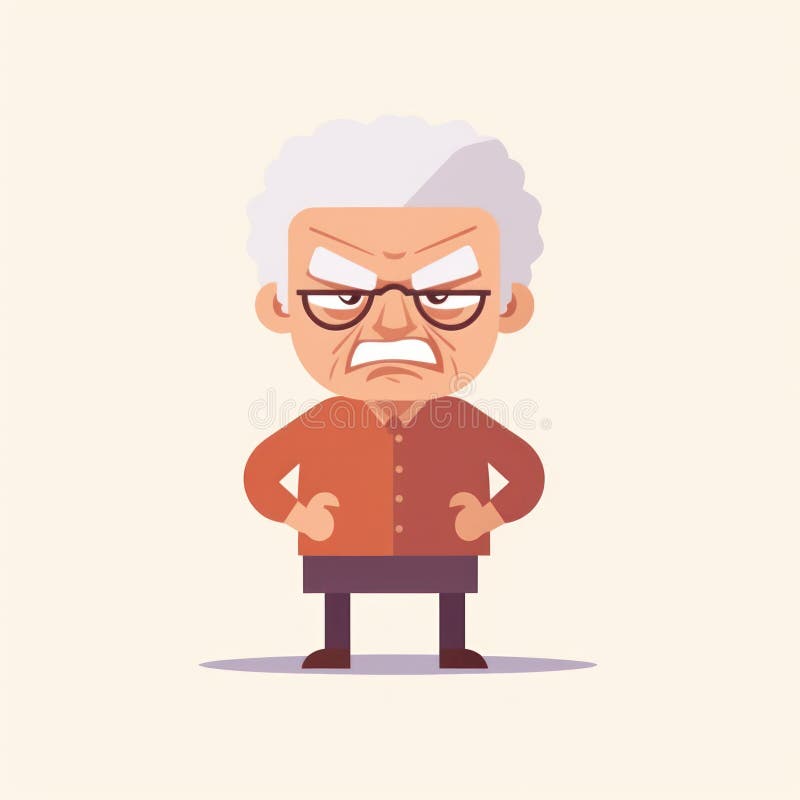 Angry Old Woman in Flat Minimalistic Animation AI Generated Stock ...