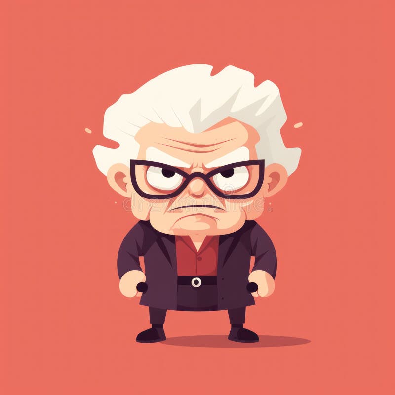 Angry Old Woman in Flat Minimalistic Animation AI Generated Stock ...