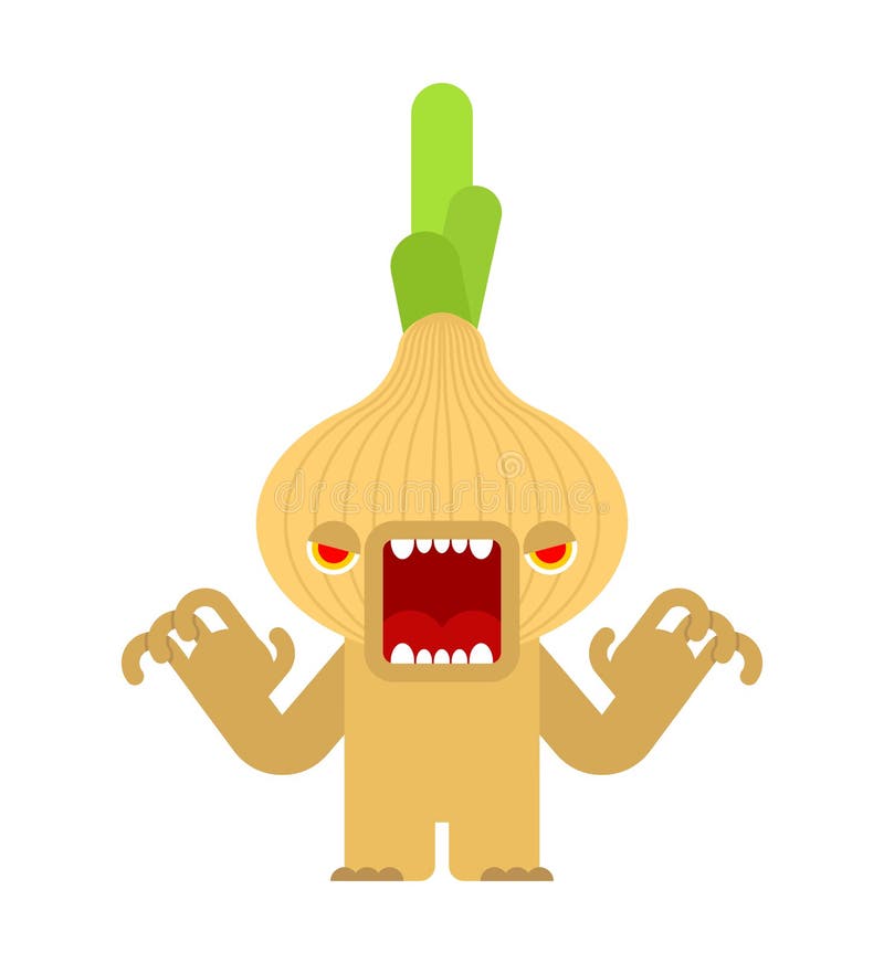 Angry Onion Isolated. Evil Vegetable Stock Vector - Illustration of ...