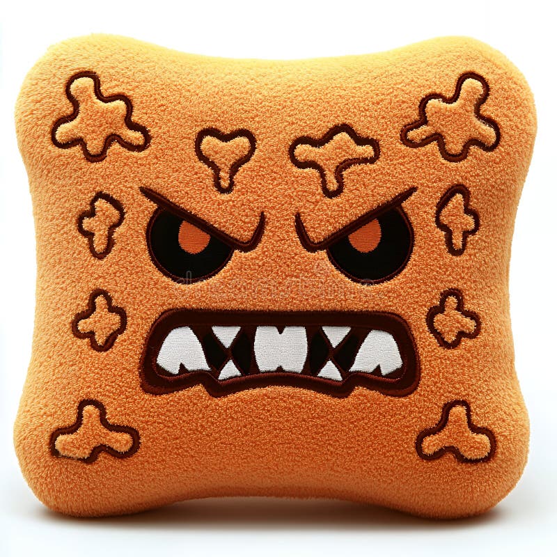 Angry Orange Plush Toy with a Scary Face Stock Illustration ...