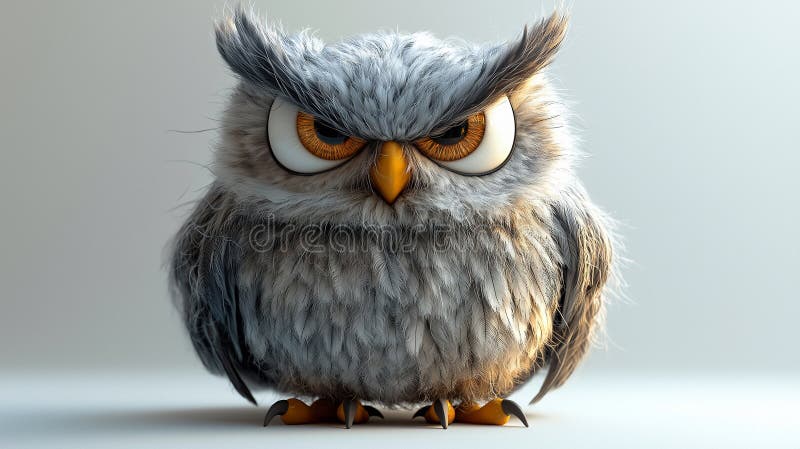 Angry Owl Perched on a Surface, Showcasing Its Striking Features and ...