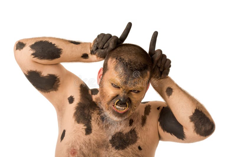 Angry ox stock photo. Image of makeup, gesture, hairy - 7496856