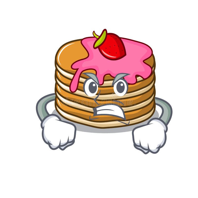 Angry Pancake with Strawberry Mascot Cartoon Stock Vector ...