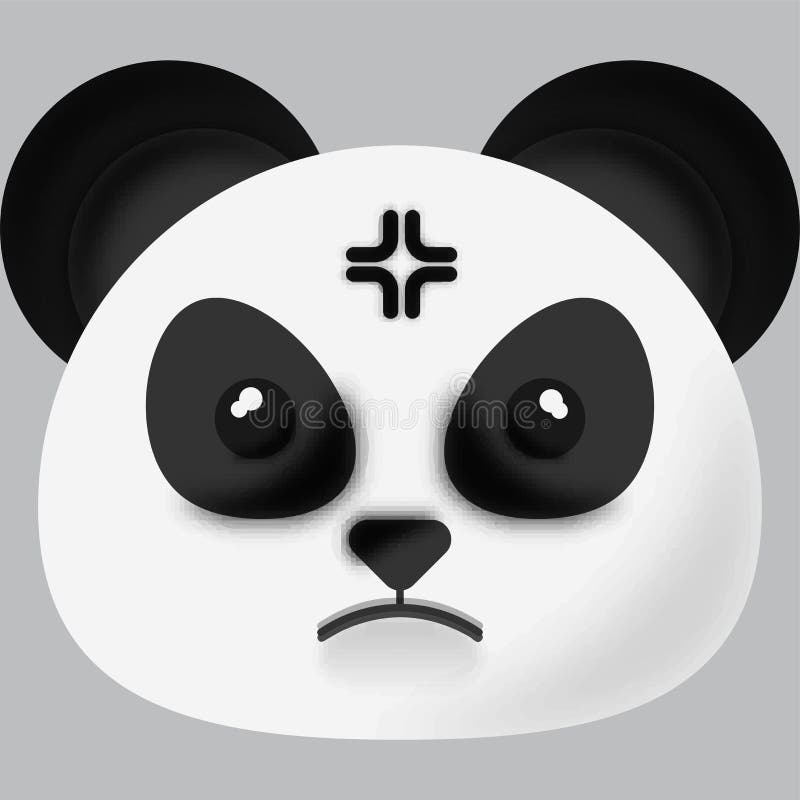 Angry Panda Bear Cartoon Face on Grey Stock Illustration - Illustration ...