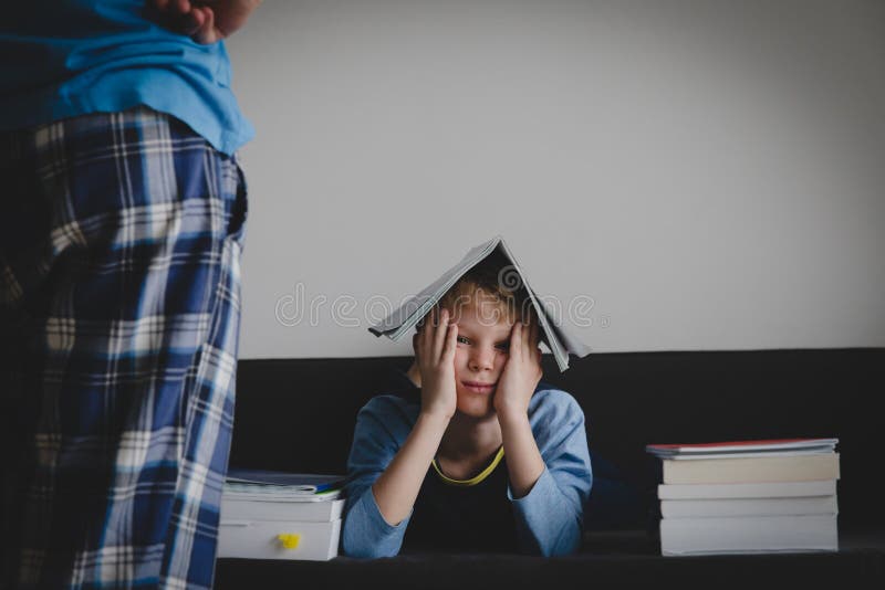 Angry Parent Looking at Ashamed and Exhausted Kids Stock Image - Image ...