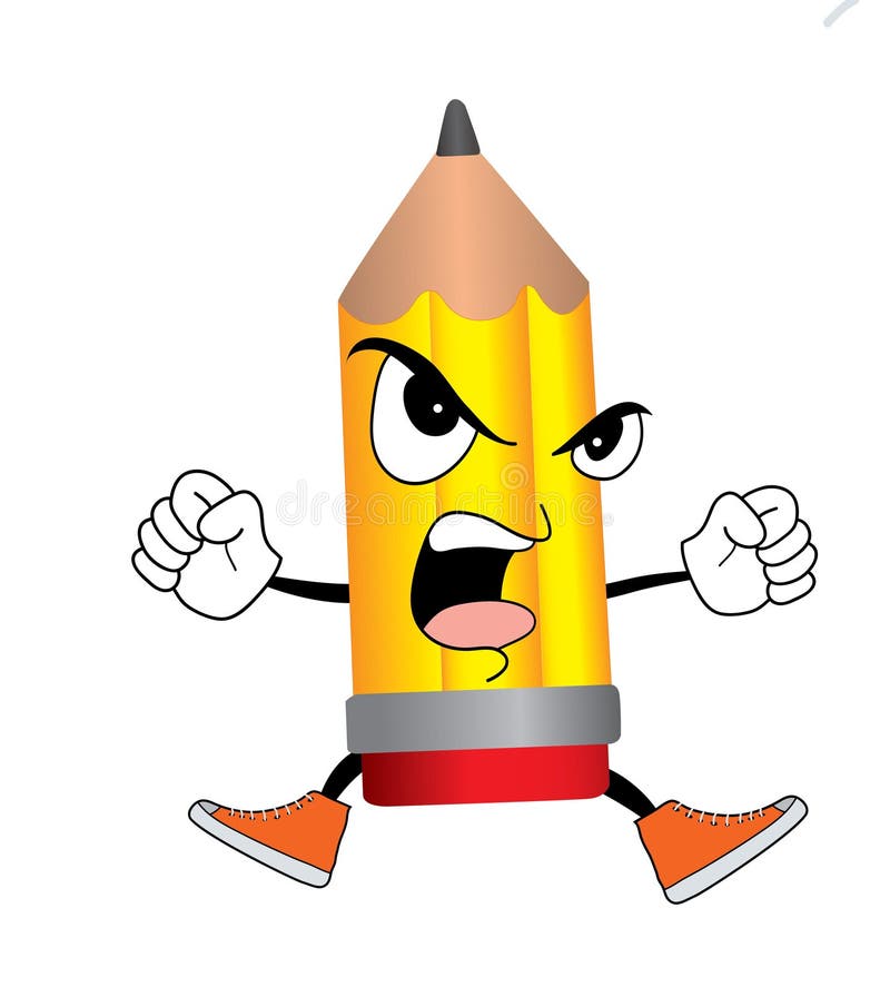 Angry pencil cartoon stock illustration. Illustration of shouting ...