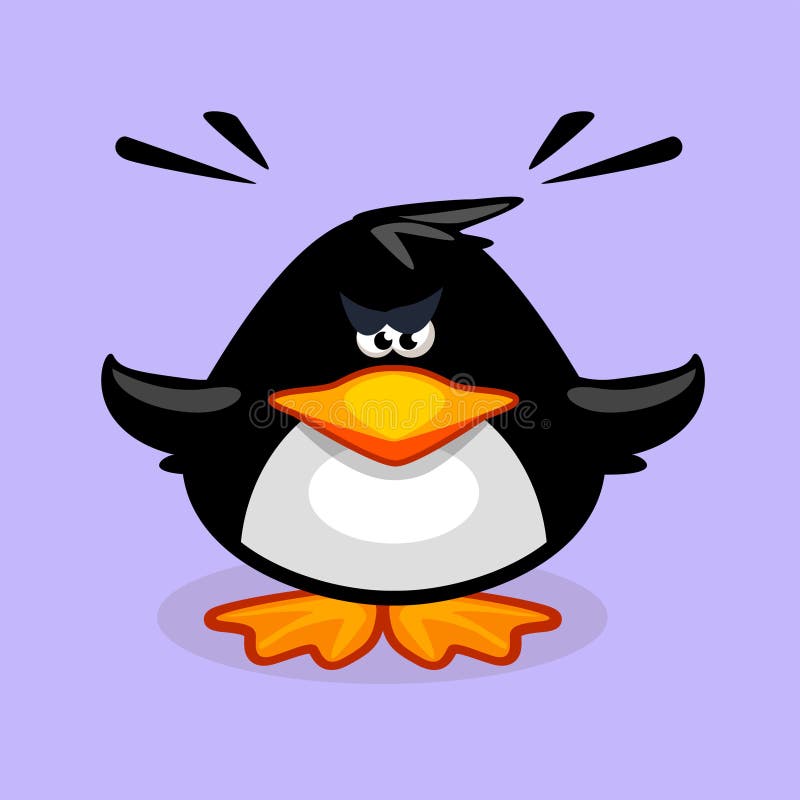 Angry Penguin, Cartoon Vector Illustration Animal. Stock Photo ...
