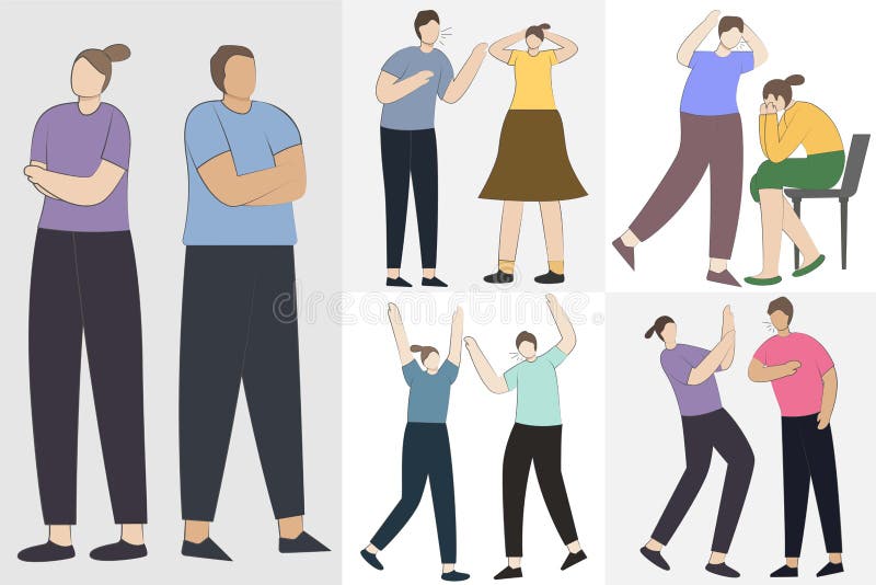 People Brawling and Shouting at Each Other Flat Cartoon Vector ...