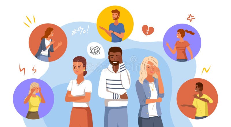 Angry People. Characters Thinking about Negative Communication ...