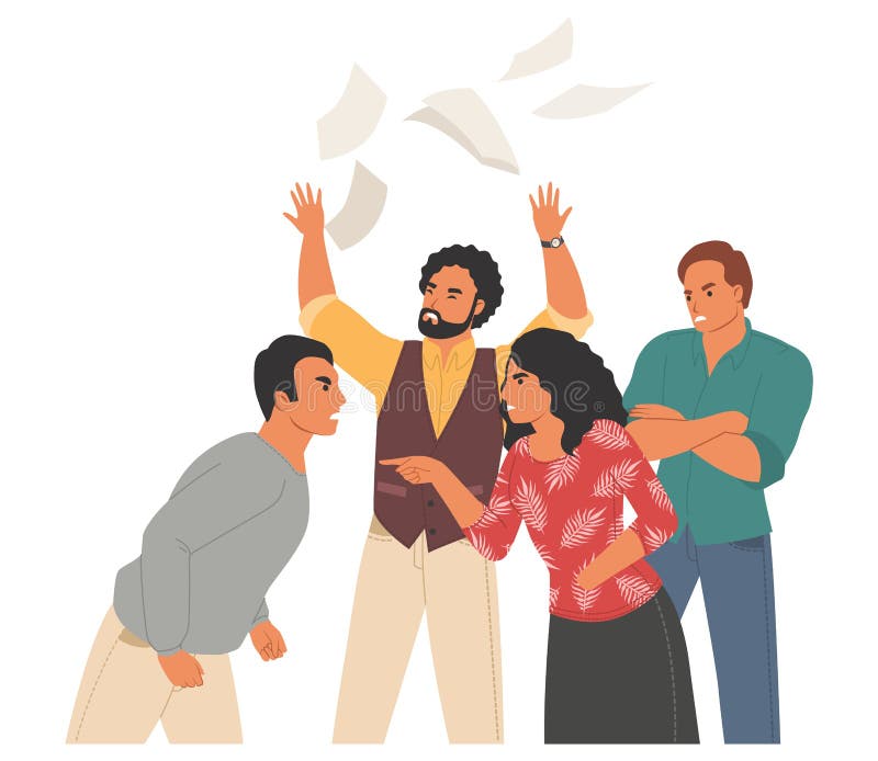 Angry People Quarrel at Office Workplace Vector Stock Vector ...