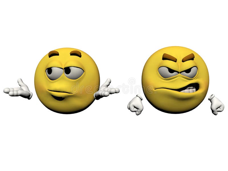 Angry and Perplexed Emoticons - 3d Render Stock Illustration ...
