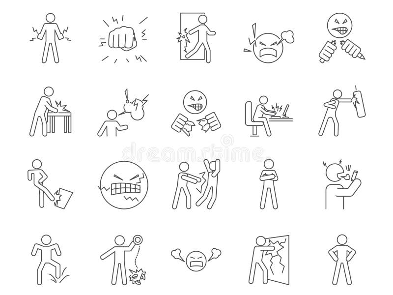 Angry Upset Line Icons Stock Illustrations – 150 Angry Upset Line Icons ...