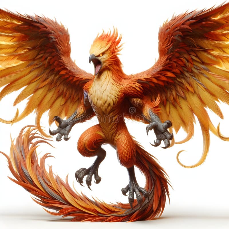 Angry Phoenix Full Body , Ultra-realistic. Stock Illustration ...