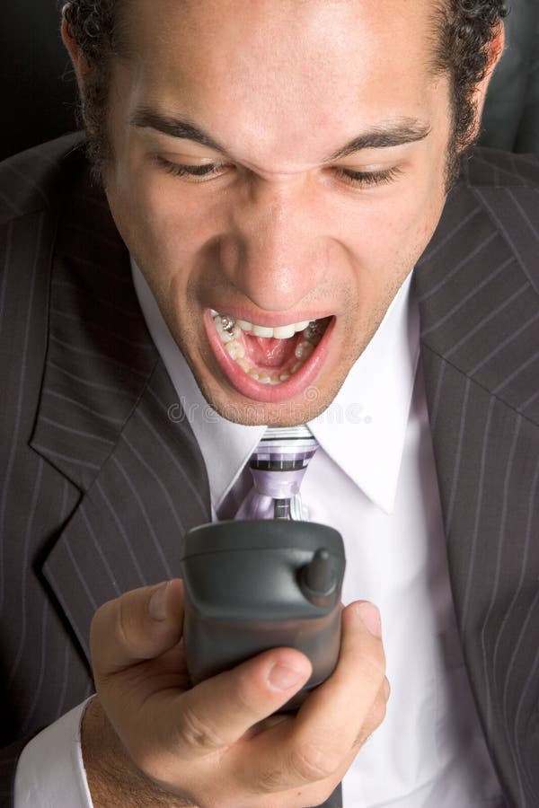 Angry Phone Man stock photo. Image of isolated, boss, yell - 3944416