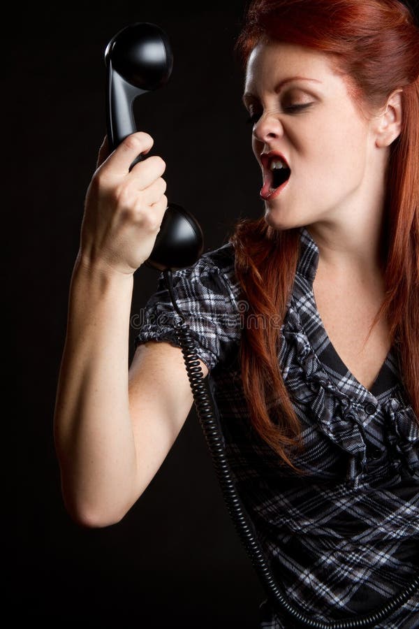 Angry Phone Woman stock photo. Image of redhead, businessperson - 16340556