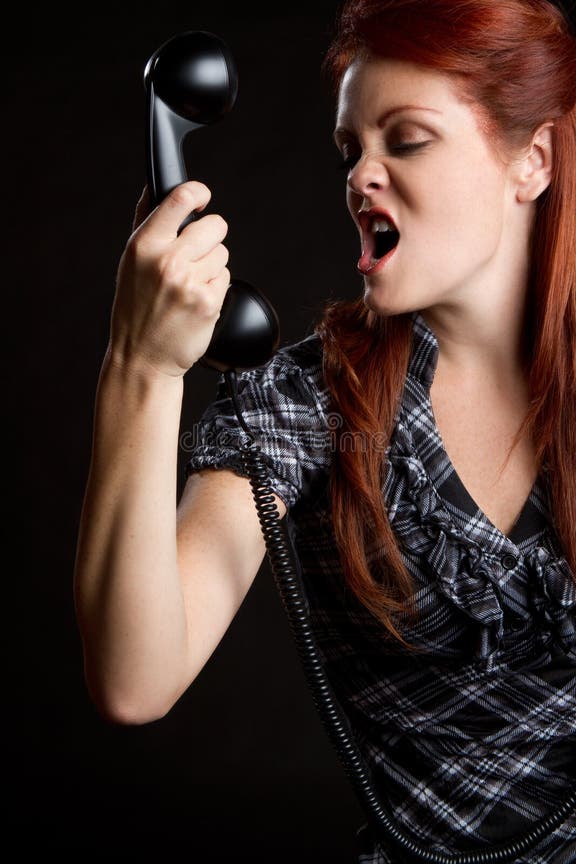 Angry Phone Woman stock photo. Image of redhead, businessperson - 16340556