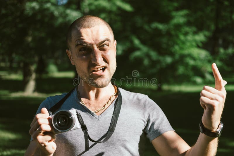 Angry Photographer is Going To Cruch the Camera Stock Image - Image of ...