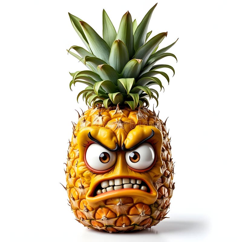 Angry Pineapple Character - Furious Fruit with Gritted Teeth Stock ...
