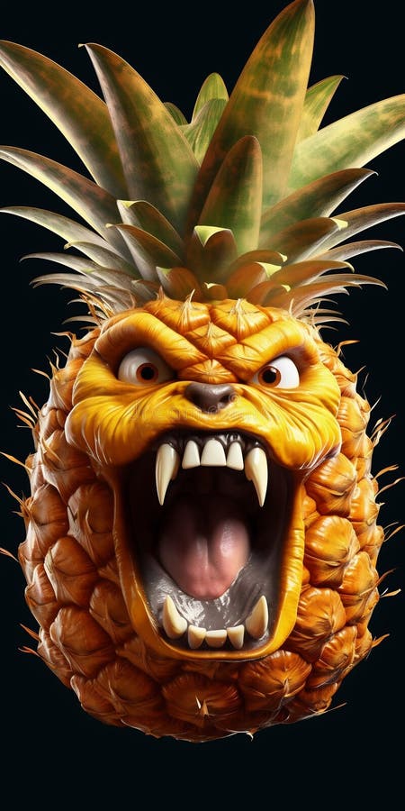 Angry Pineapple Fruit. Generative Ai Stock Illustration - Illustration ...