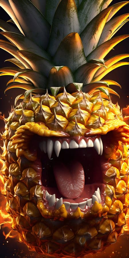 Angry Pineapple Fruit. Generative Ai Stock Illustration - Illustration ...