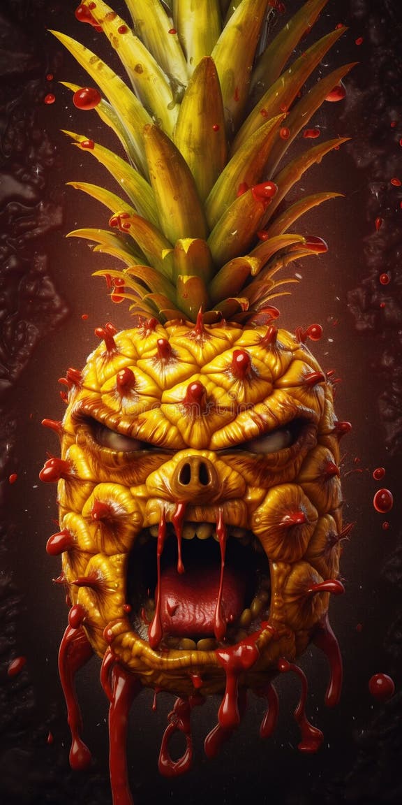Angry Pineapple Fruit. Generative Ai Stock Illustration - Illustration ...