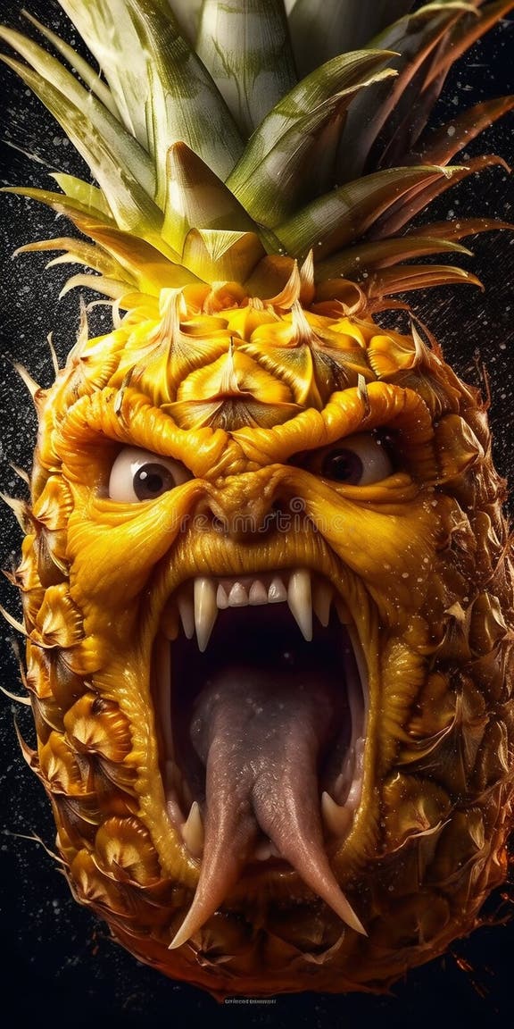 Angry Pineapple Fruit. Generative Ai Stock Illustration - Illustration ...