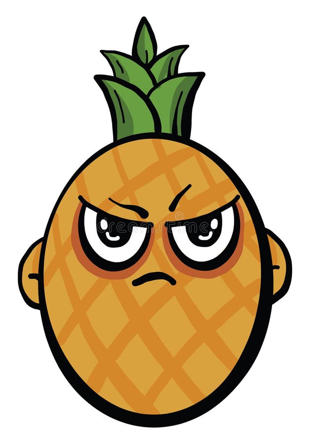 Angry Pineapple Evil Furious Cartoon Green Character Isolated on White ...