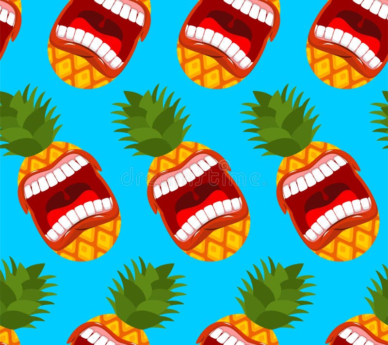 Angry Pineapple Evil Furious Cartoon Green Character Isolated on White ...