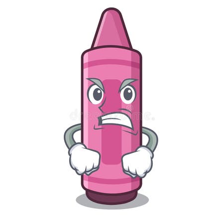 Angry Pink Crayons in the Character Shape Stock Vector - Illustration ...
