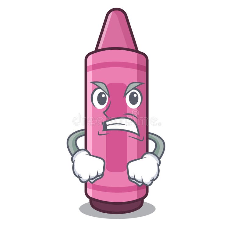 Angry Pink Crayons in the Character Shape Stock Vector - Illustration ...