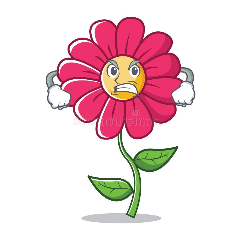Angry Pink Flower Character Cartoon Stock Vector - Illustration of ...