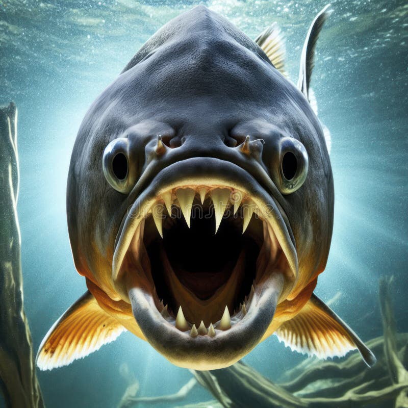 Angry Piranha Fish Underwater with Open Mouth. Ai Generative Stock ...