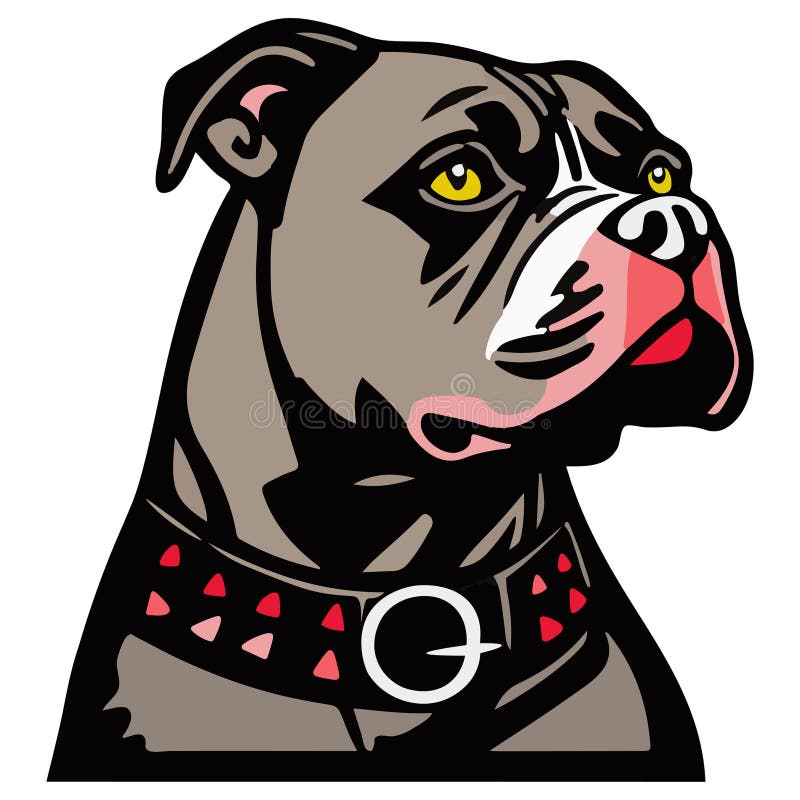 Angry Pitbull, Vector Illustration on a White Background Stock Vector ...