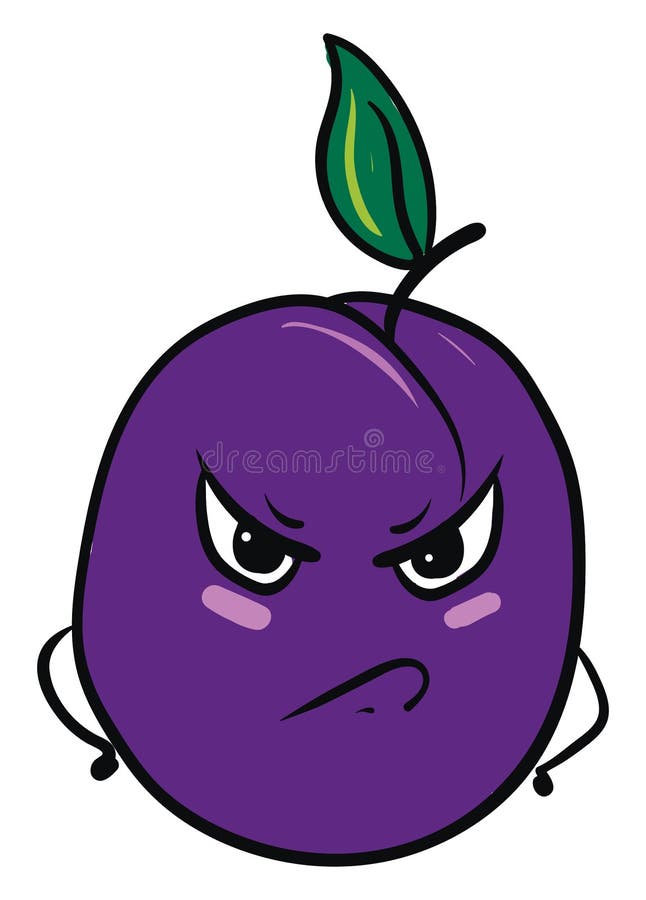 Angry Plum Mascot Cartoon Style Stock Vector - Illustration of emotion ...
