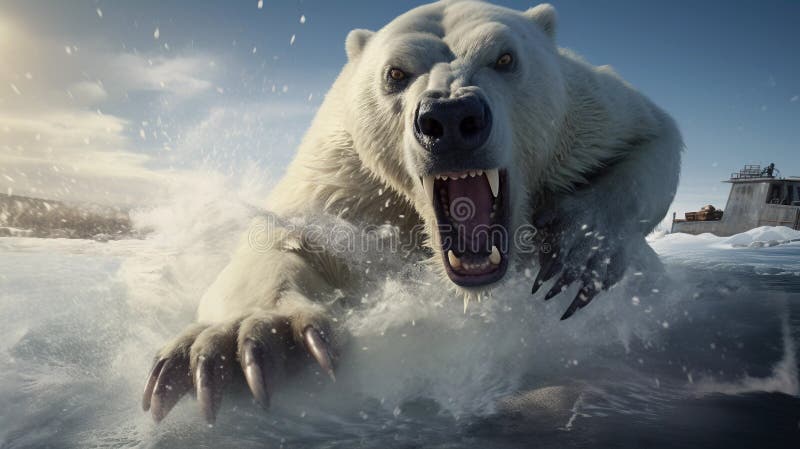 Angry polar bear in winter stock illustration. Illustration of predator ...
