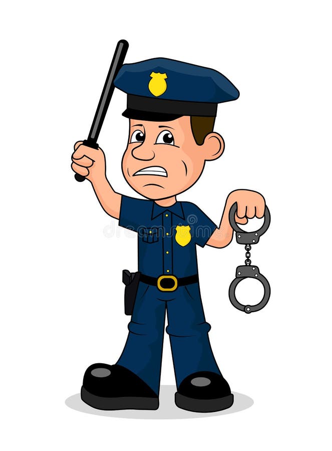 Angry Police Officer Vector Illustration. Stock Vector - Illustration ...