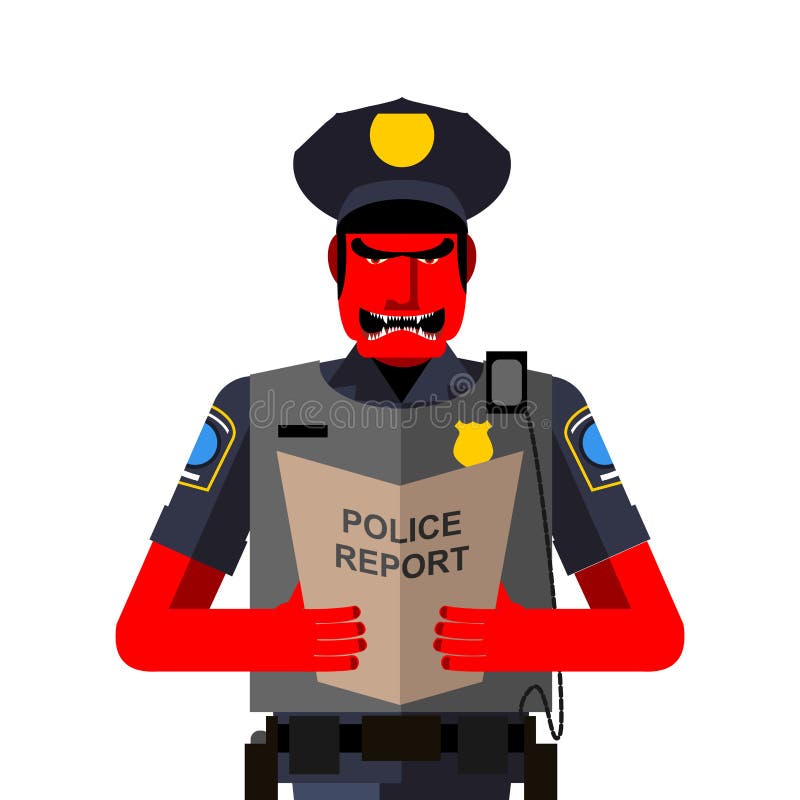Angry Policeman Shouts. Dreaded Red Man in a Uniform Stock Vector ...